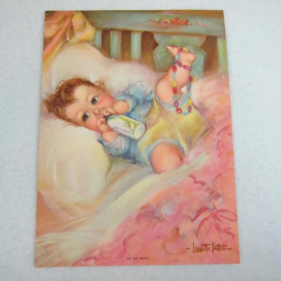 Other | Vintage 193s Laurette Patten Baby Print Red Head Baby Bottle Oh ...